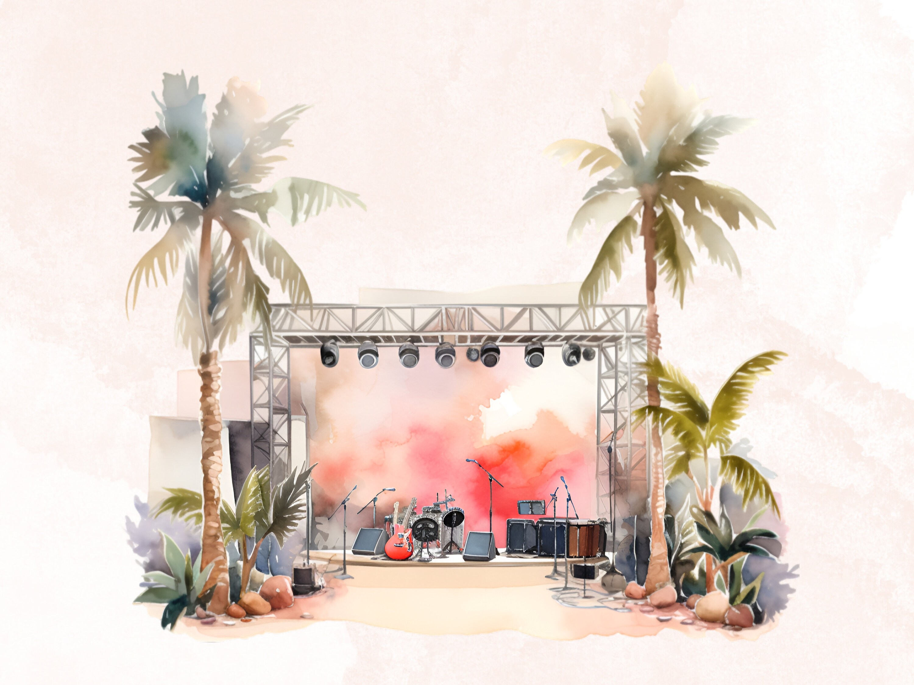 Watercolor Summer Clipart, Festival Clipart, Travel Clipart, Beach ...