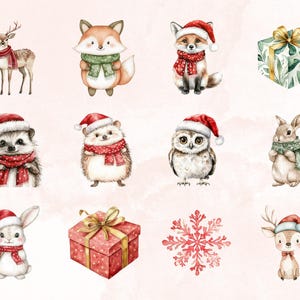 Christmas Woodland Clipart, Christmas Graphics, Woodland Animals ...