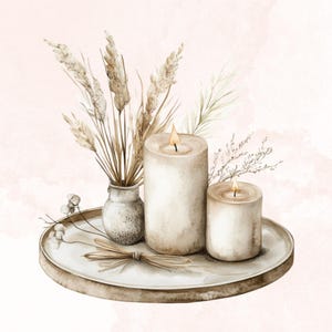 Watercolor Boho Bedroom Clipart, Cozy Cottagecore Clipart, Boho Life ...