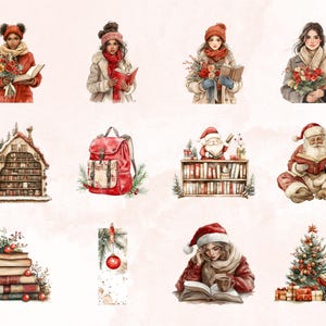 Christmas Clipart Bundle, Bookworm Christmas Png, Cozy Winter Christmas ...