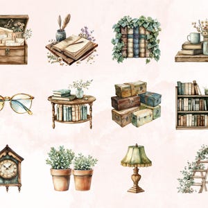 Cottagecore Clipart, Rustic Library Clipart, Cozy Cottage Graphics ...