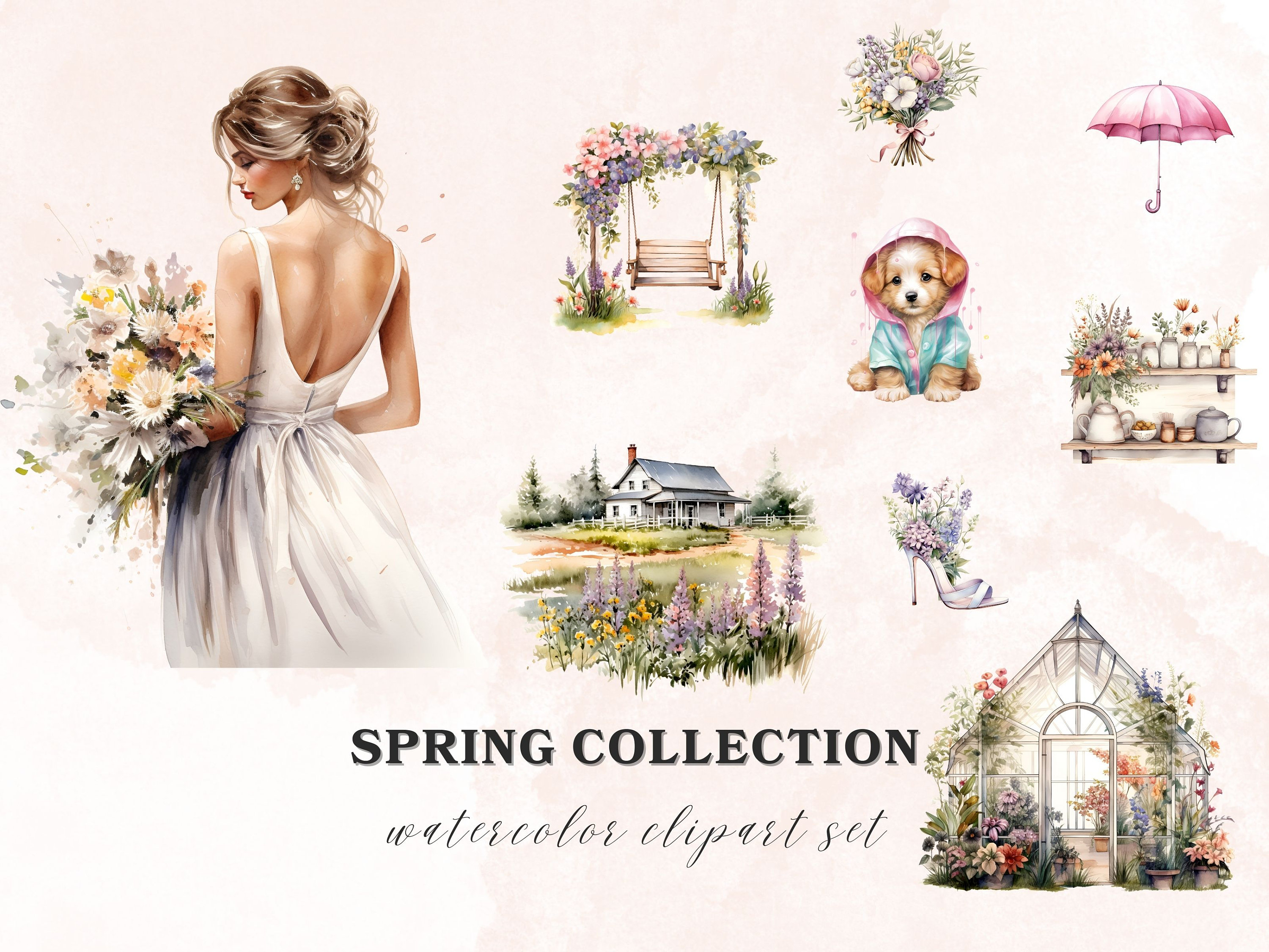 Watercolor Spring Clipart, Wildflowers Clipart Bundle, Wildflowers Png ...