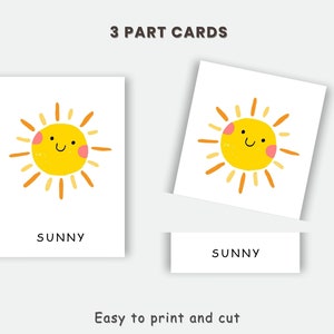 Weather Cards | Printable Montessori Flashcards | Preschool Cards ...