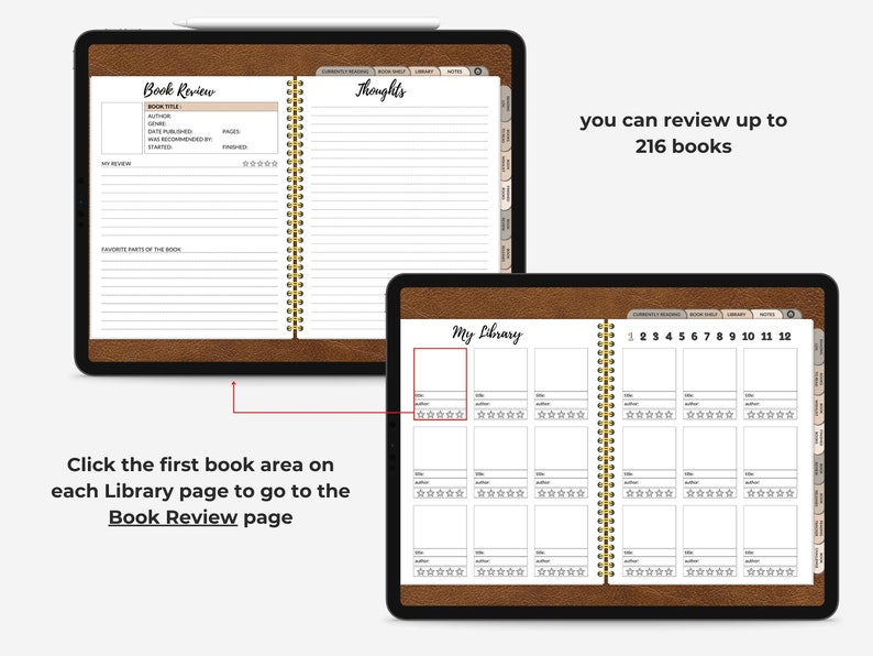 Digital Reading Journal Reading Planner Goodnotes Notability iPad Book ...