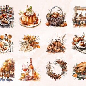 Watercolor Autumn Clipart, Thanksgiving Clipart Bundle, Cozy Autumn ...