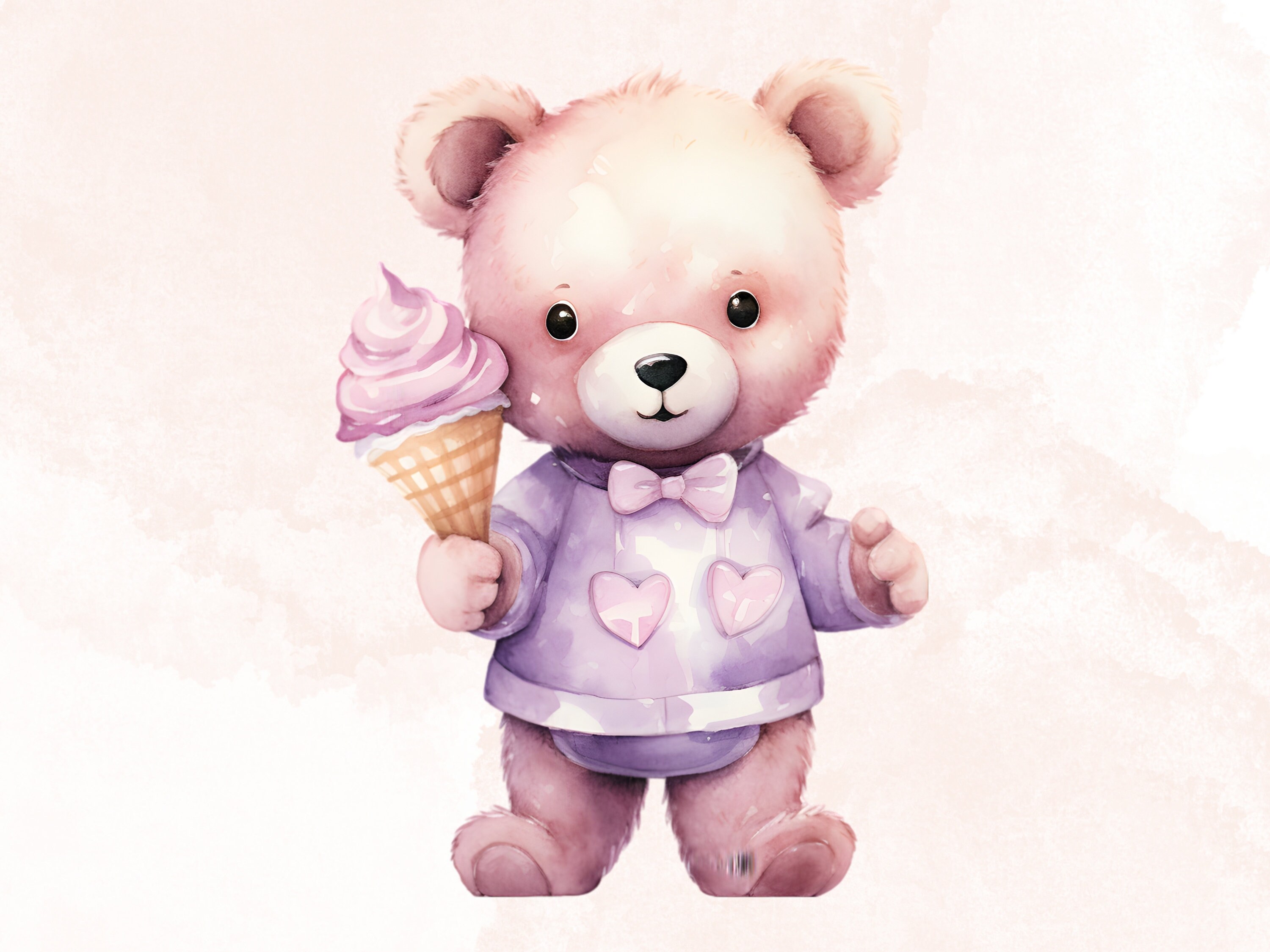 Watercolor Summer Clipart, Ice Cream Clipart, Party Clipart, Pink, Ice ...