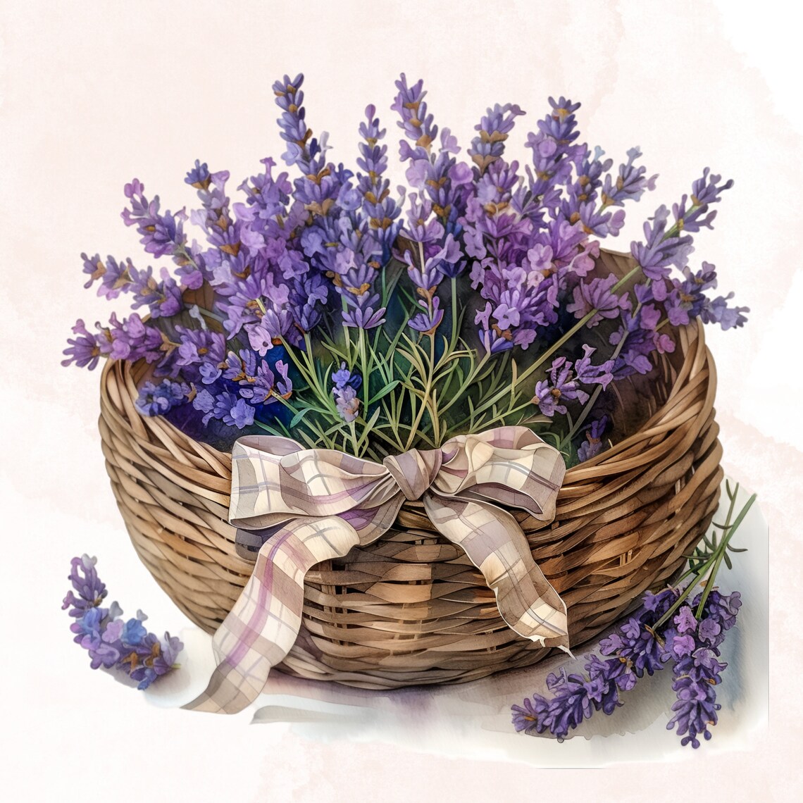 Lavender Basket Clipart, Lavender Clipart, Spring Clipart, Botanical ...