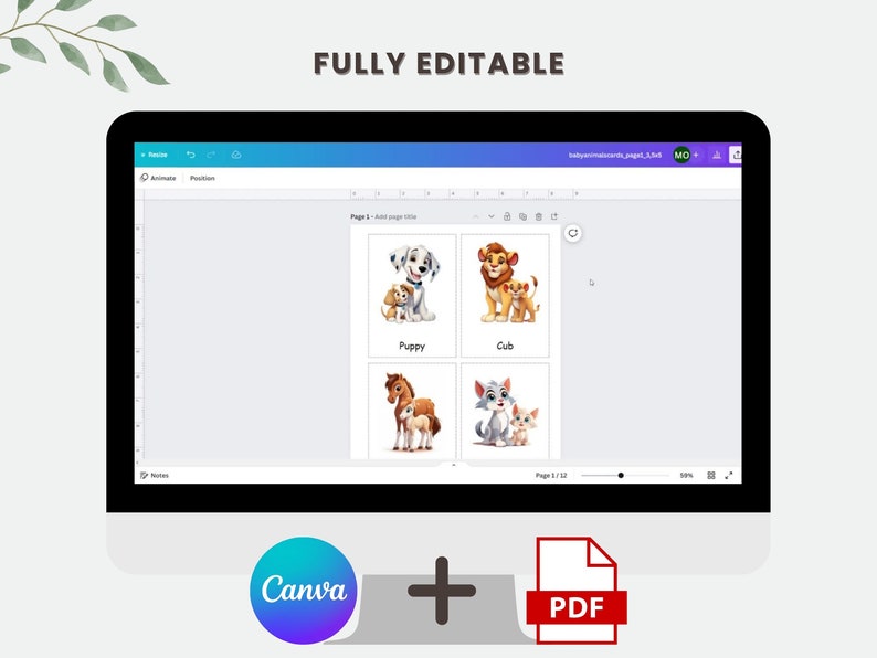 Animals & Baby Animals Printable Flashcards Montessori Cards Pre-school ...