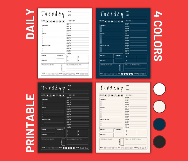 Editable Daily Planner Printable Daily Schedule Digital Daily Template ...