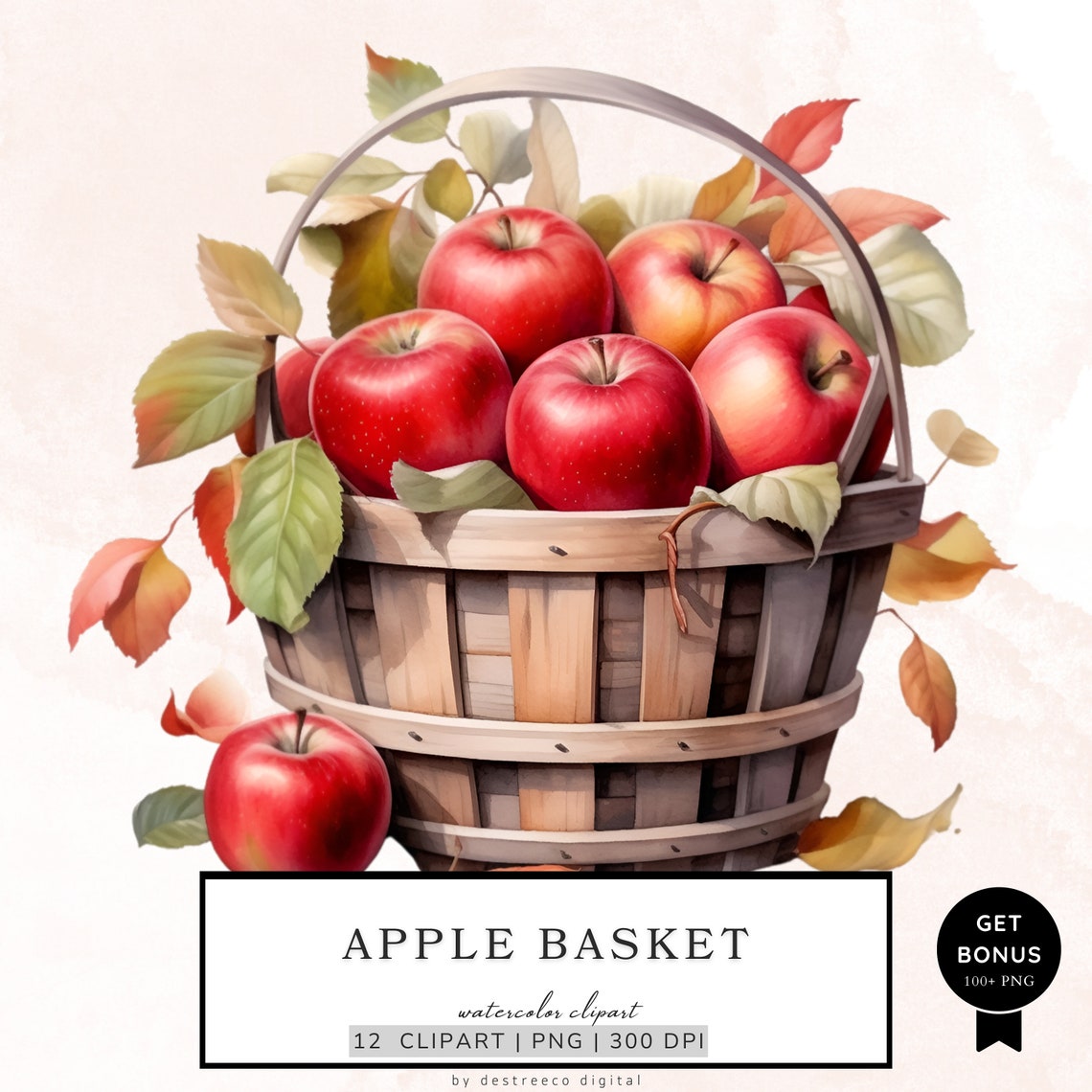 Apples Basket Clipart, Fruits Clipart, Apple Clipart, Red Apple ...