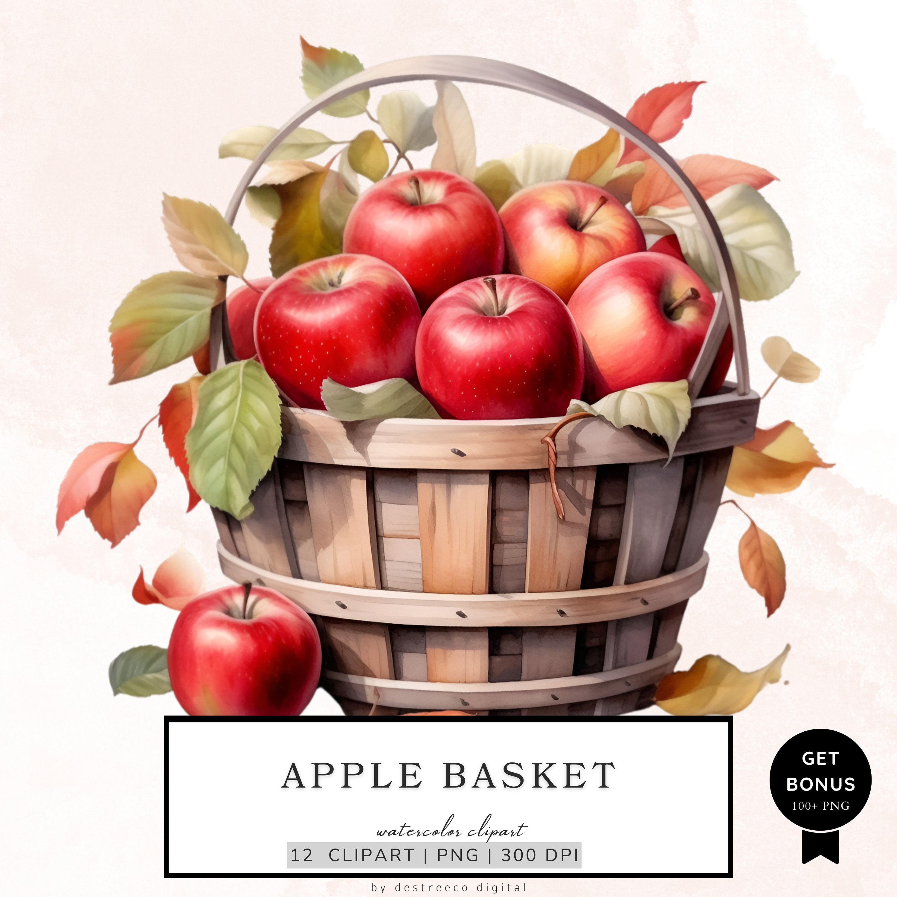 Apples Basket Clipart, Fruits Clipart, Apple Clipart, Red Apple ...