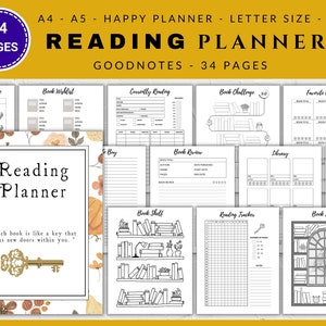 Reading Planner Printable Book Journal Reading Tracker - Etsy