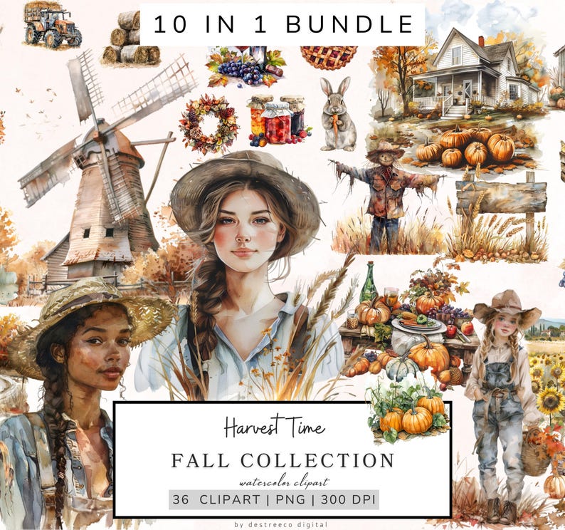 Autumn Clipart Bundle, Fall Graphics Png, Cozy Autumn, Pumpkins Clipart ...