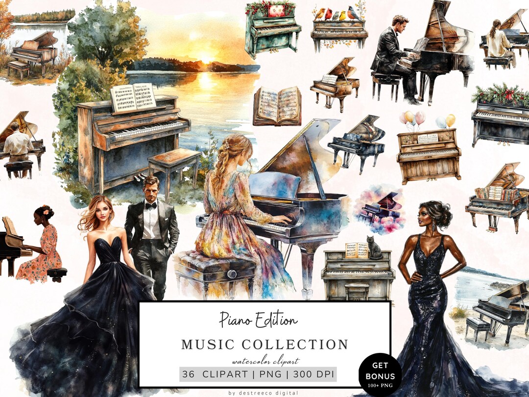 Piano Clipart, Music Clipart Bundle, Musical Instruments Png, Piano ...