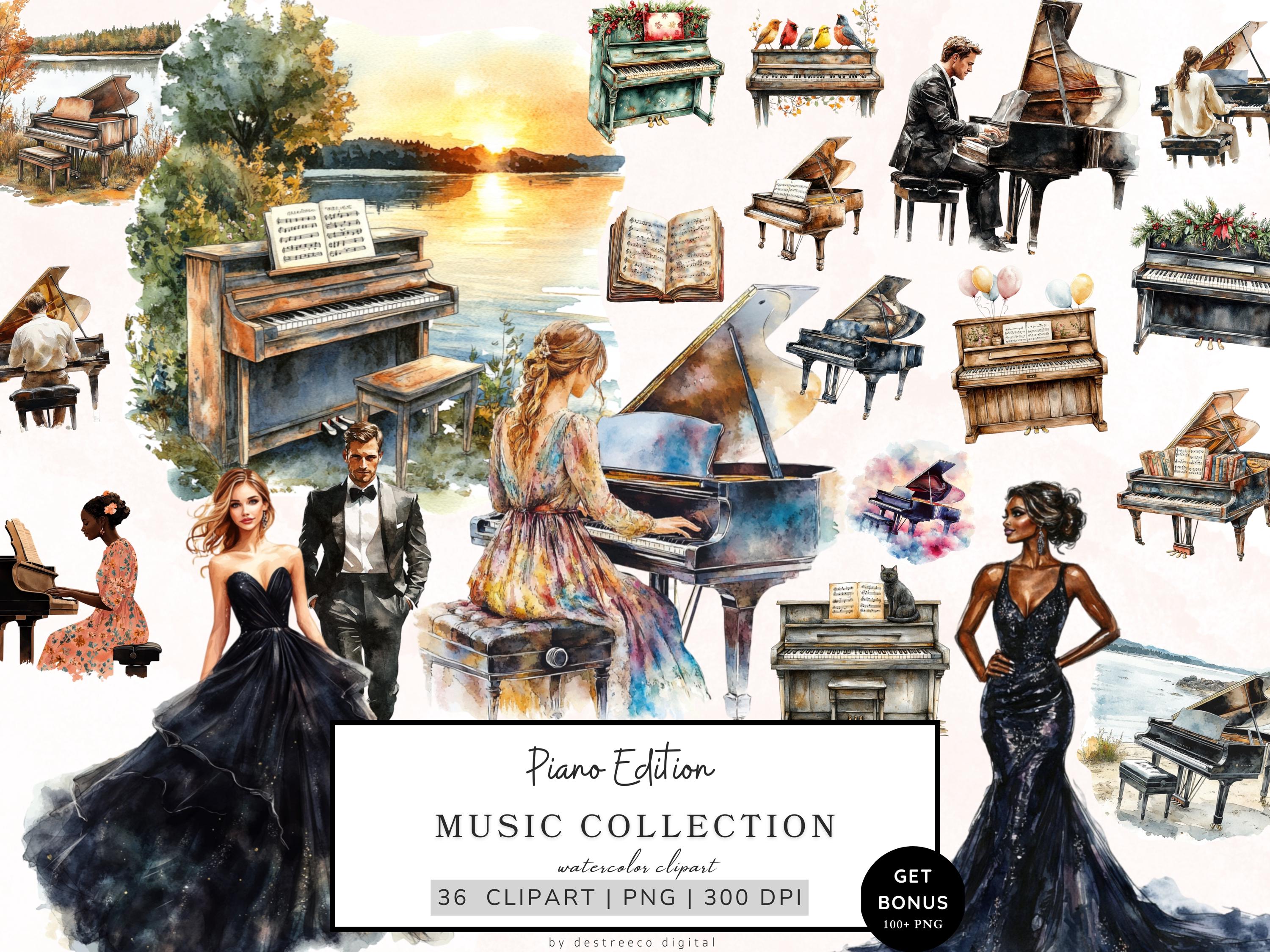 Piano Clipart, Music Clipart Bundle, Musical Instruments Png, Piano ...