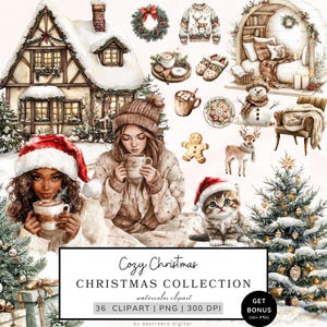 Christmas Clipart Megabundle, Cozy Christmas Png, Santa Claus Png, Cozy ...