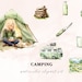 Watercolor Camping Clipart Bundle, Campfire Png Camping, Tent, Lantern ...