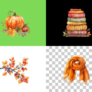 Watercolor Autumn Clipart, Autumn Leaves Png Bundle, Cozy Autumn, Fall ...