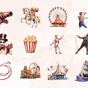 Watercolor Circus Clipart Bundle, Vintage Circus Png Graphics, Circus ...