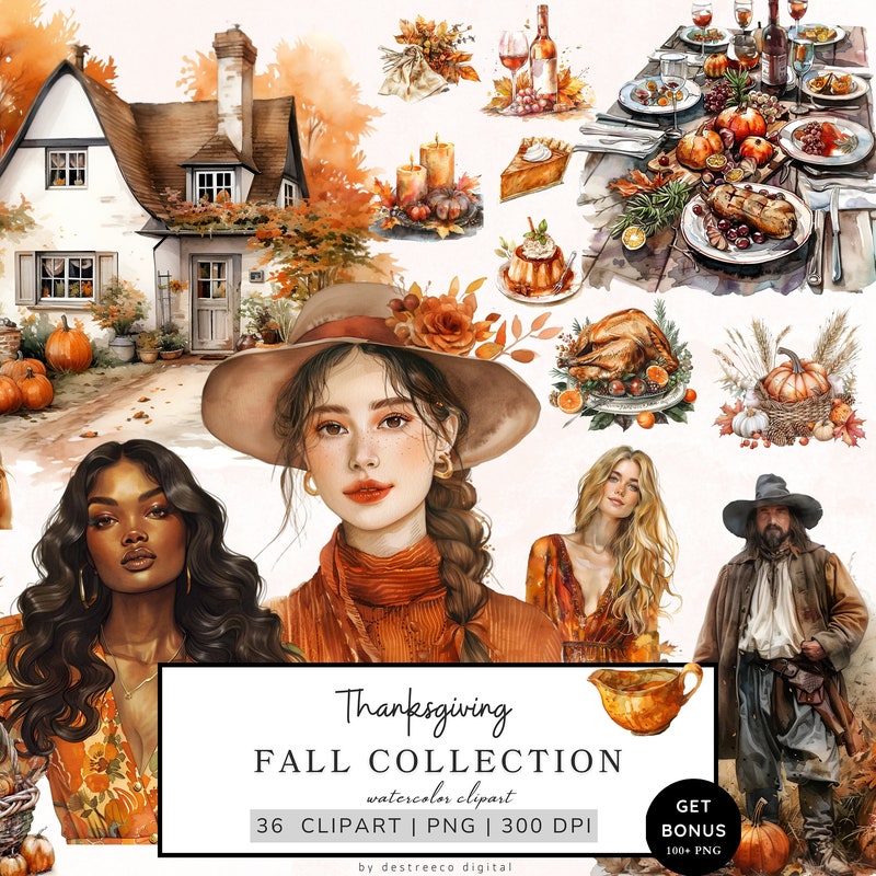 Thanksgiving Clipart Bundle - Etsy