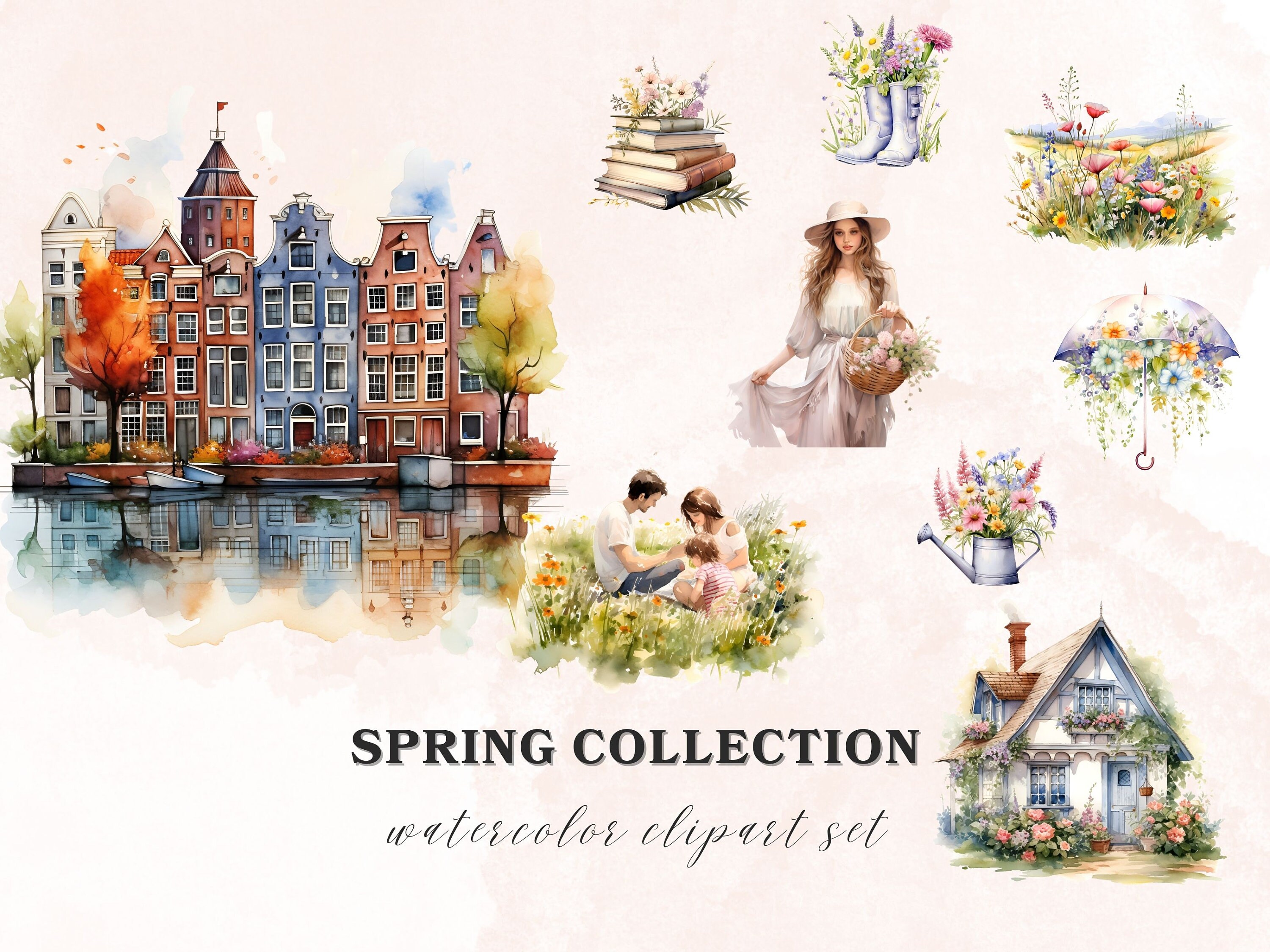 Watercolor Spring Clipart, Wildflowers Clipart Bundle, Wildflowers Png ...