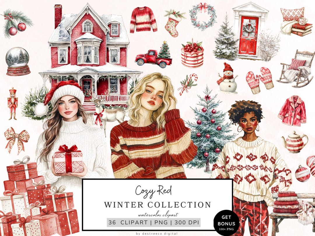 Winter Clipart Bundle, Cozy Winter Clipart, Candy Cane Png, Christmas ...