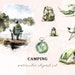 Watercolor Camping Clipart Bundle, Campfire Png Camping, Tent, Lantern ...