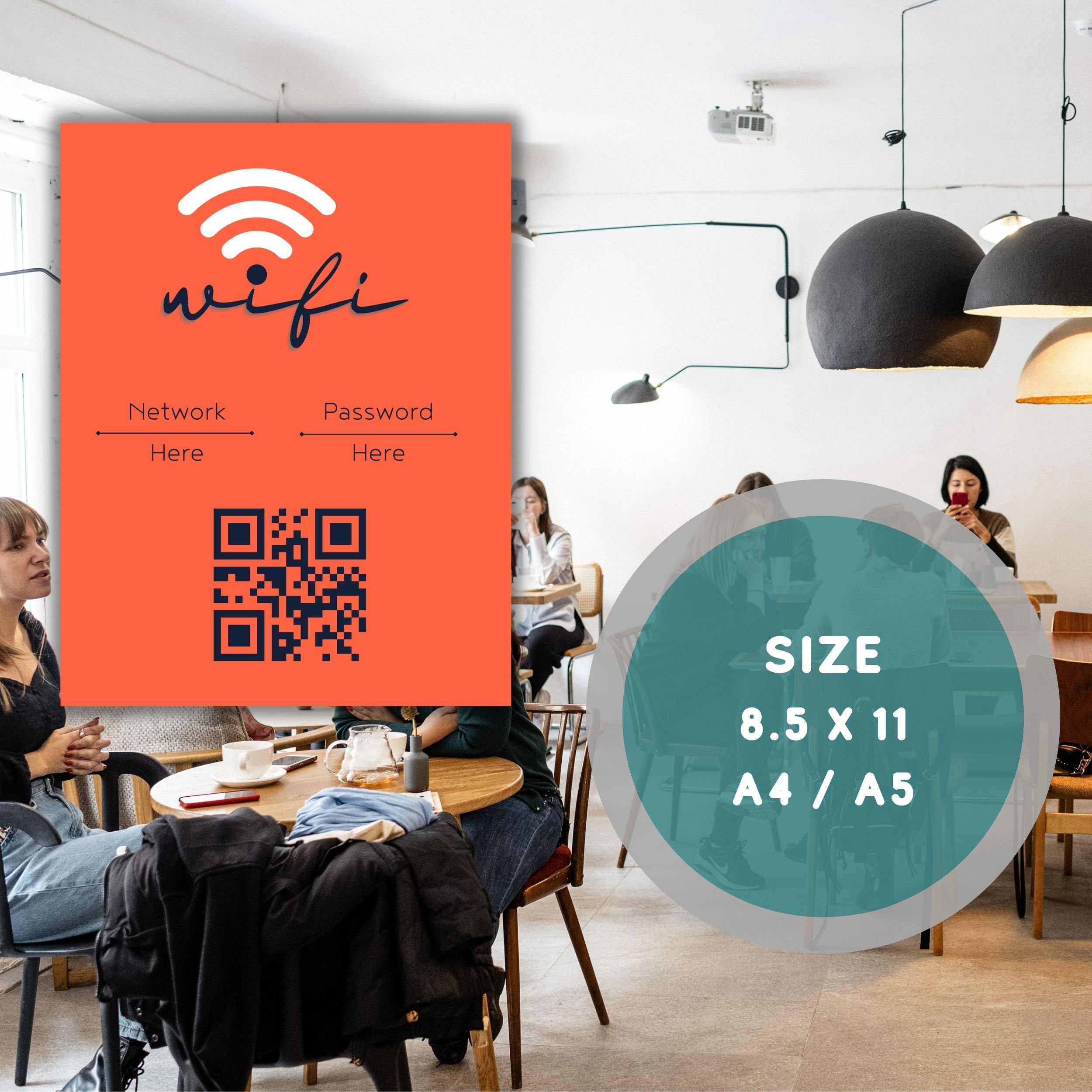 Printable Wifi Password Sign Editable QR Code Template Fully ...