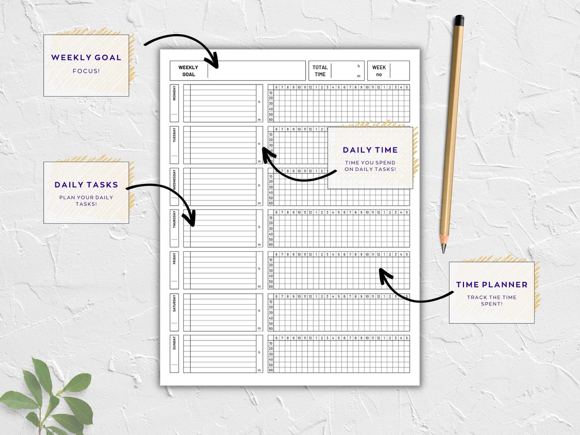 Weekly Study Tracker Printable Student Planner Pomodoro Planner ...