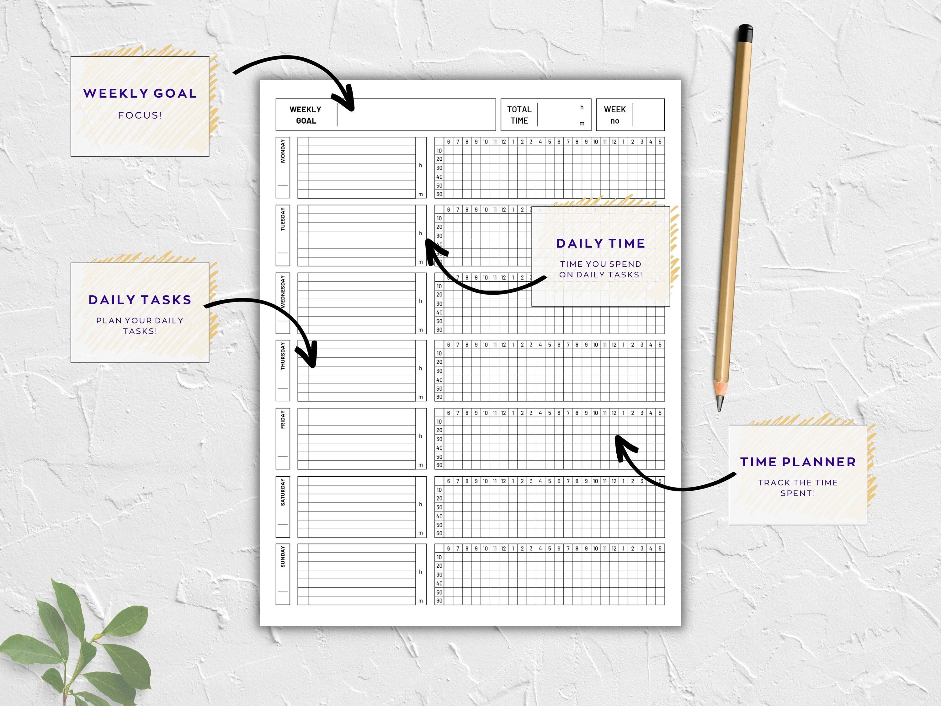 Weekly Study Tracker Printable Student Planner Pomodoro Planner ...