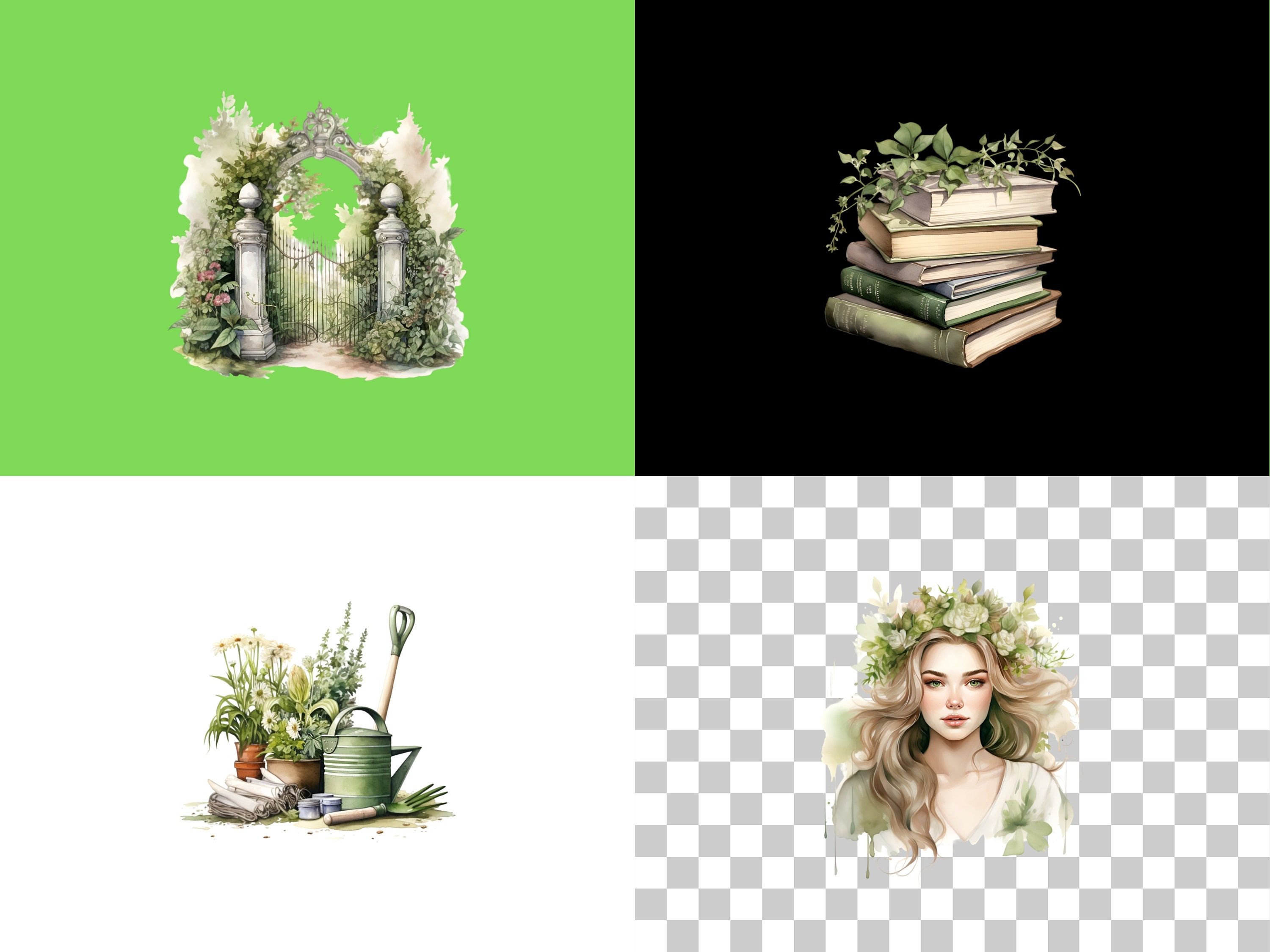 Watercolor Botanic Lover Clipart, Woodland Clipart, Botanical Clipart ...