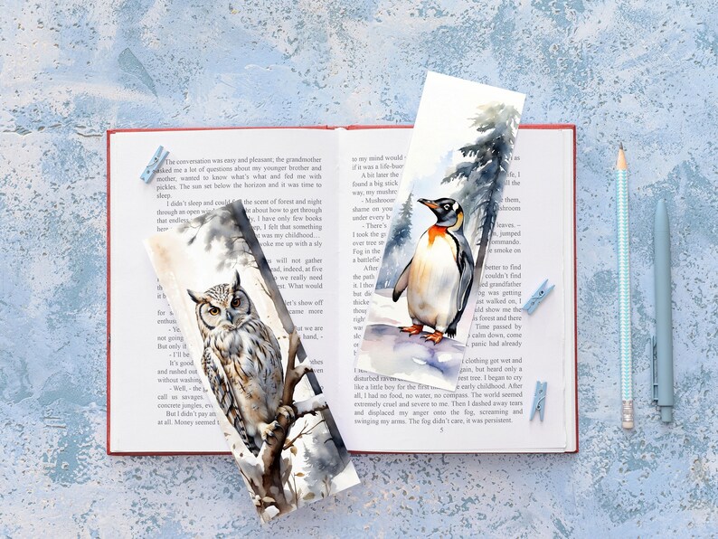 16 Winter Animals Printable Bookmarks, Watercolor Bookmark Sheets, PNG ...