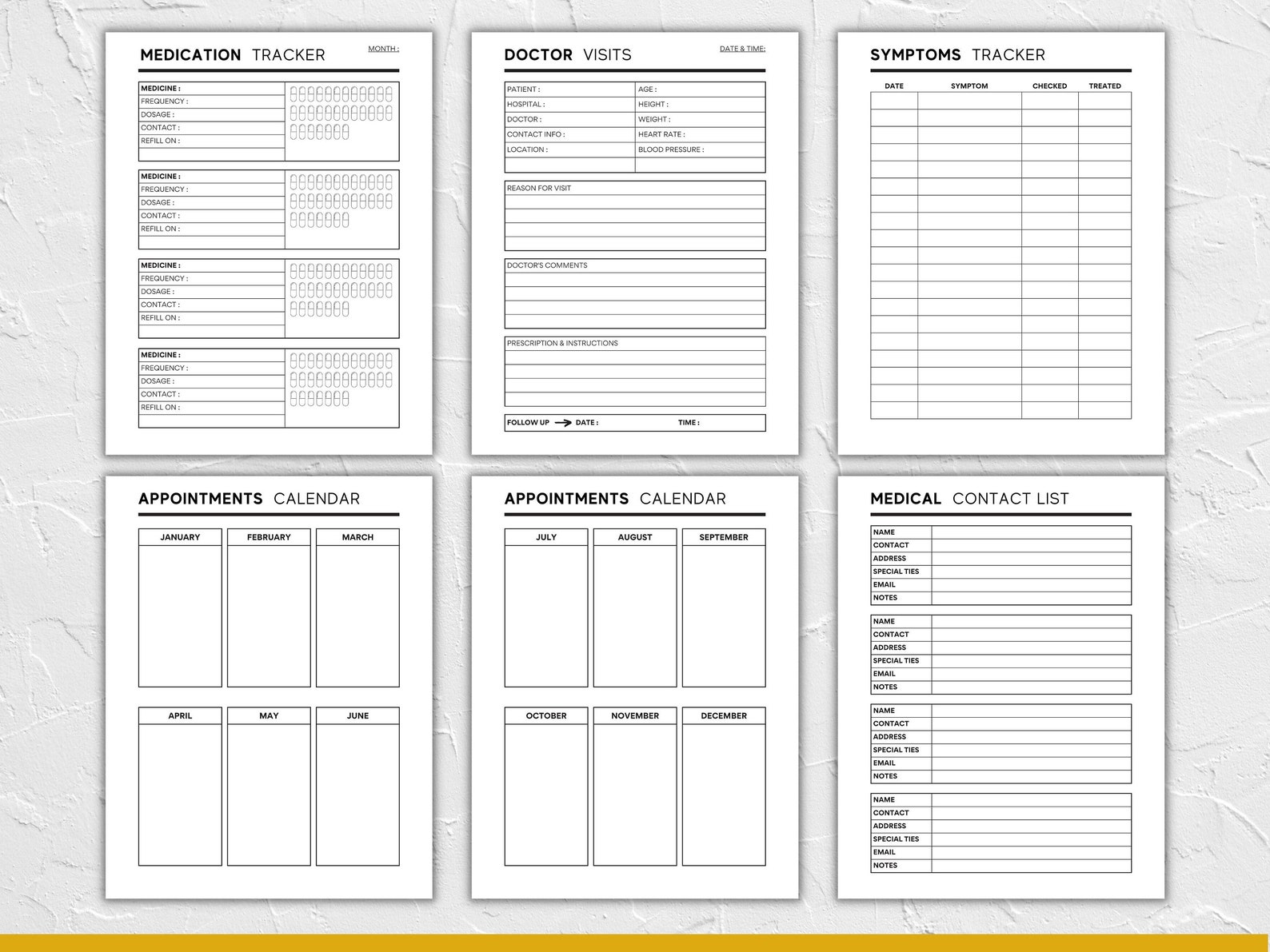 Medical Planner Printable Healthcare Binder Doctor Visits Medication ...