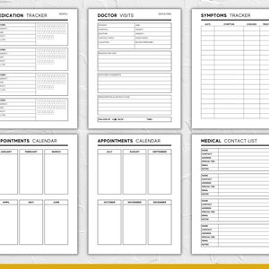 Medical Planner Printable Healthcare Binder Doctor Visits Medication ...