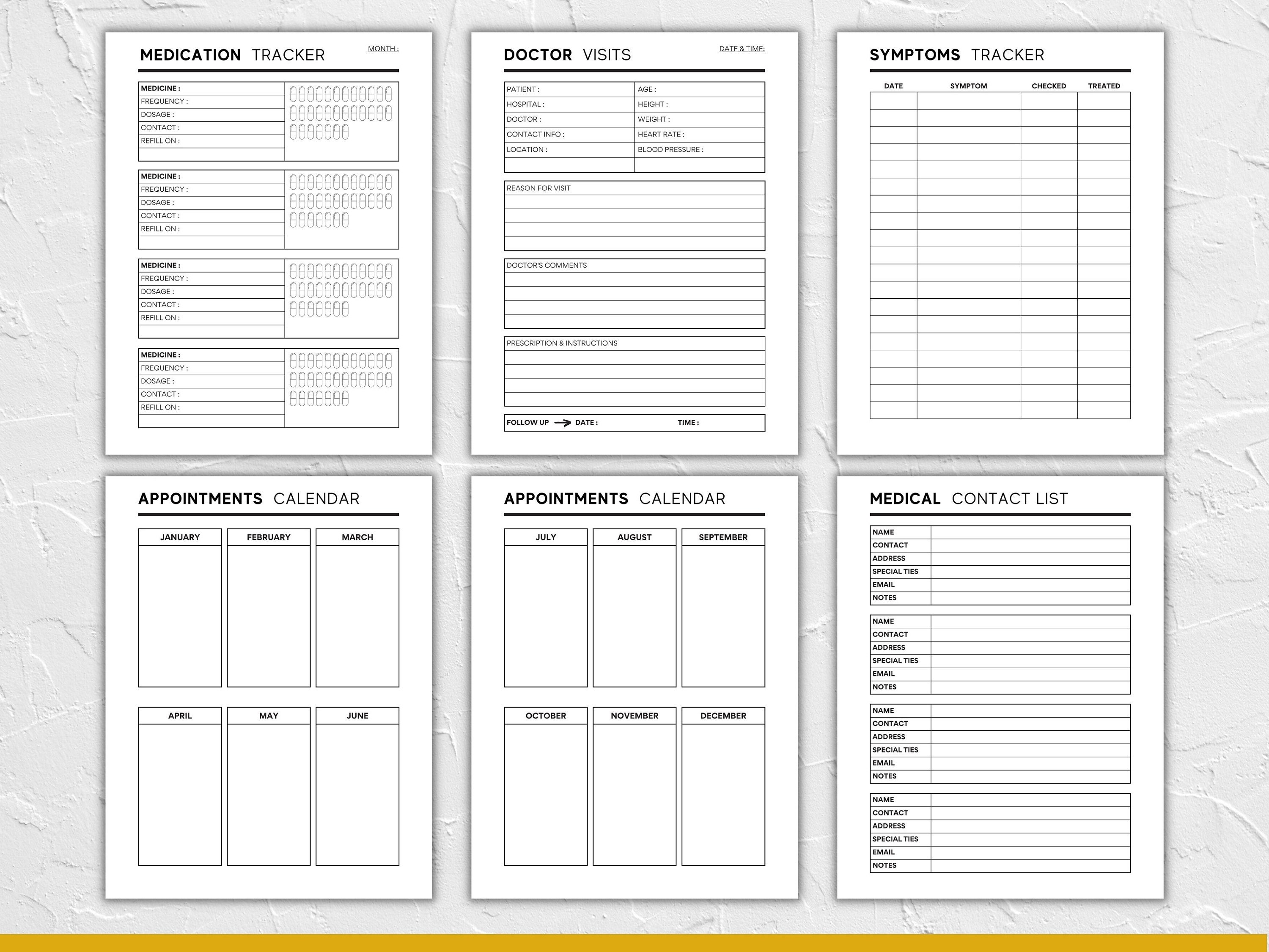 Medical Planner Printable Healthcare Binder Doctor Visits Medication ...