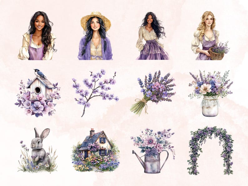 Spring Clipart Bundle, Cottage Hearth Clipart, Cottagecore Clipart ...
