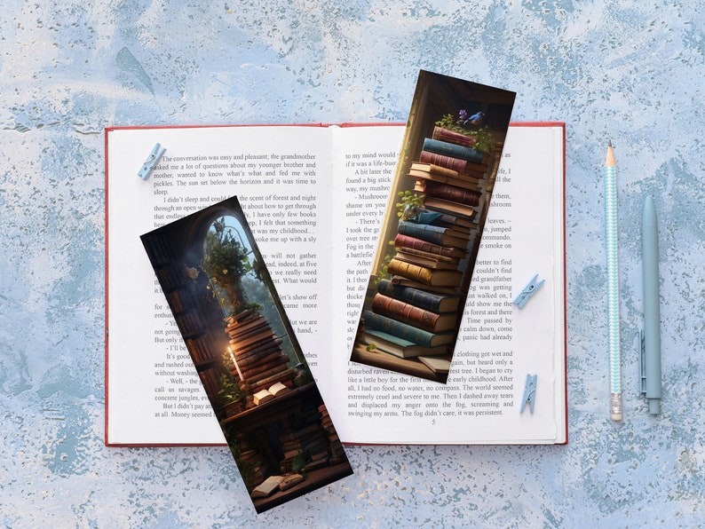 Stacked Books Bookmarks Printable Set, Watercolor Bookmarks, Book Lover ...