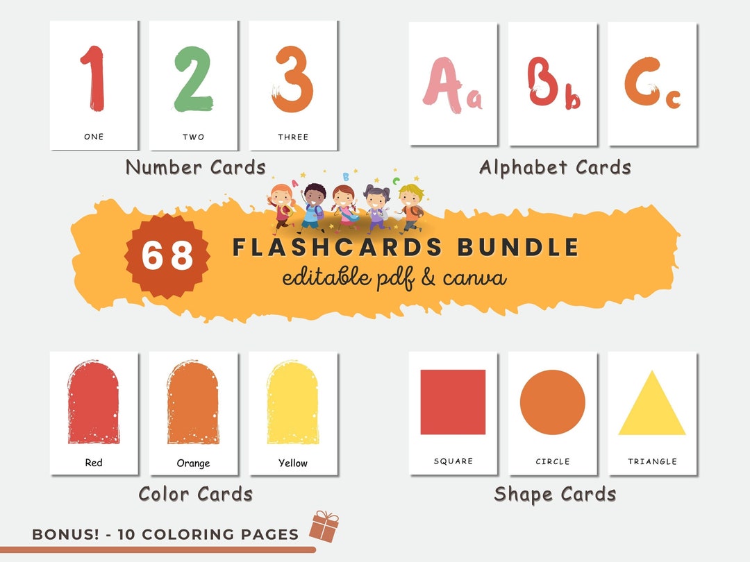 Printable Cards Bundle, Montessori Alphabet Flashcards, Toddler Number ...