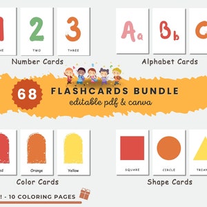 Printable Cards Bundle, Montessori Alphabet Flashcards, Toddler Number ...