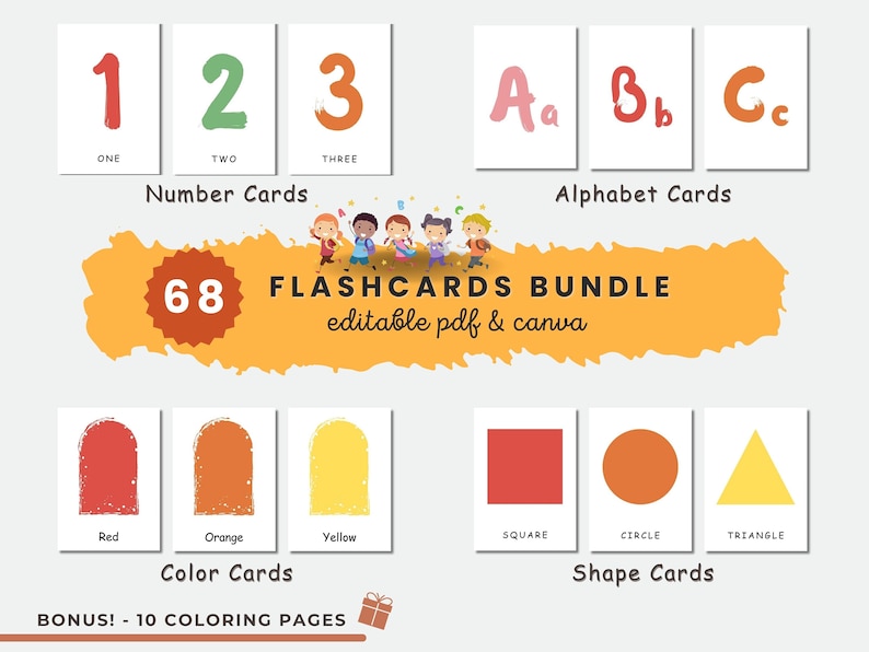 Printable Cards Bundle, Montessori Alphabet Flashcards, Toddler Number ...