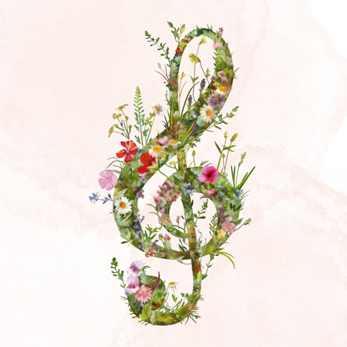 Music Clef Clipart, Floral Music Notes Clipart, Clef Png, Music Clipart ...