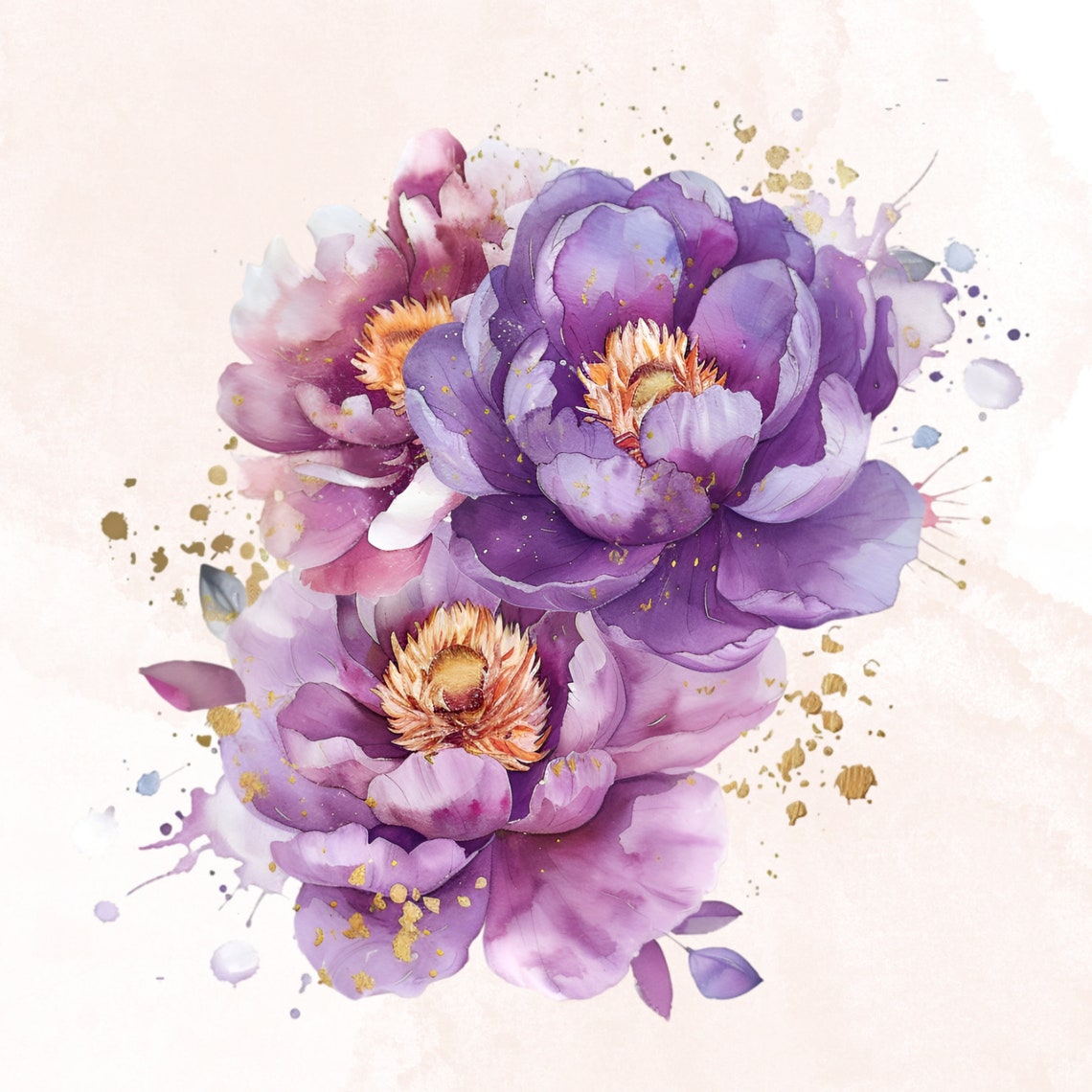 Watercolor Peony Clipart, Floral Clipart, Spring Clipart, Wedding ...