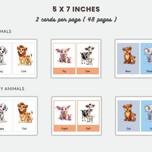 Animals & Baby Animals Printable Flashcards | Montessori Cards | Pre ...