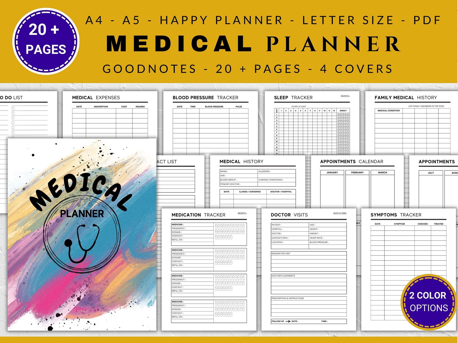 Medical Planner Printable Healthcare Binder Doctor Visits Medication ...