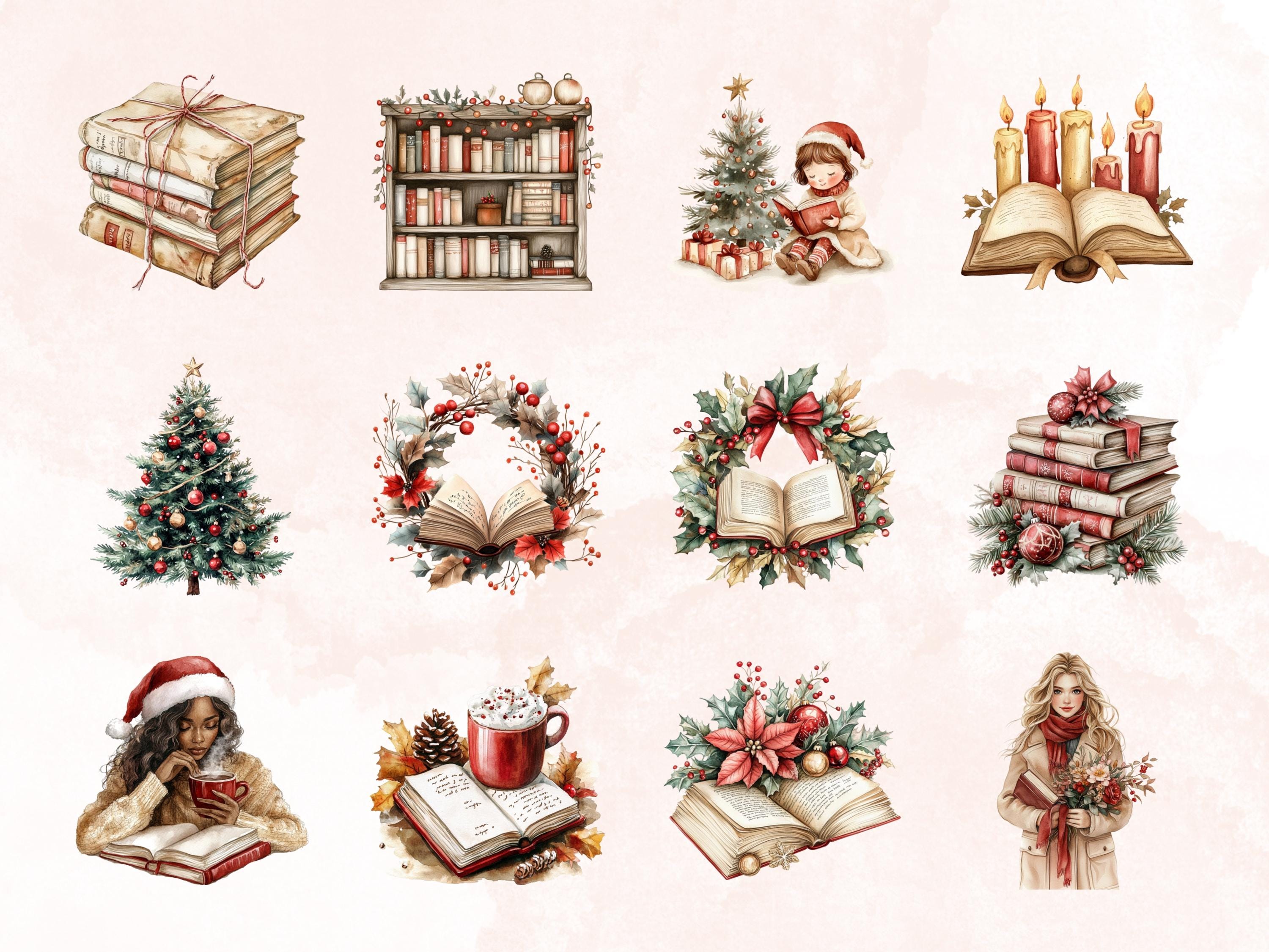 Christmas Clipart Bundle, Bookworm Christmas Png, Cozy Winter Christmas ...