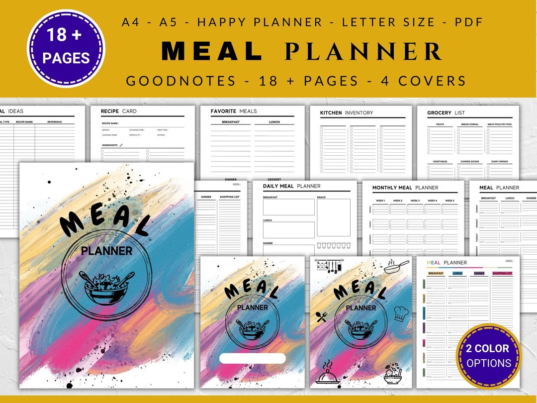 Meal Planner Printable Weekly Food Diary DIY Recipe Book Grocery List ...