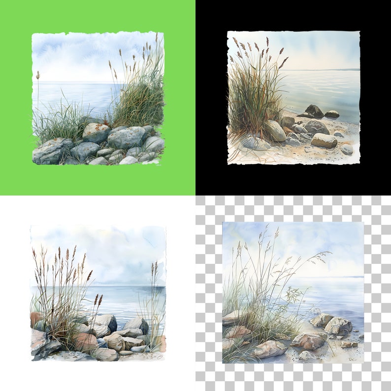 Watercolor Lakeside Clipart, Lake Coast, Lake Edge Clipart, Lake ...
