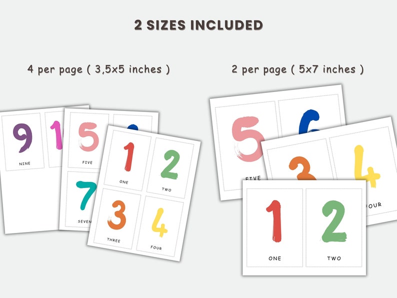 Numbers Printable Flashcards, Toddler Counting Cards, Montessori Cards ... Numbers Printable Flashcards, Toddler Counting Cards, Montessori Cards ...