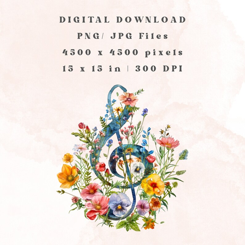 Music Clef Clipart, Floral Music Notes Clipart, Clef Png, Music Clipart ...