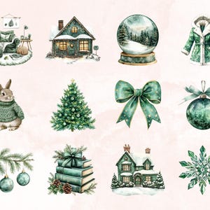Winter Clipart Bundle, Cozy Christmas Clipart, Winter Clipart, Green ...